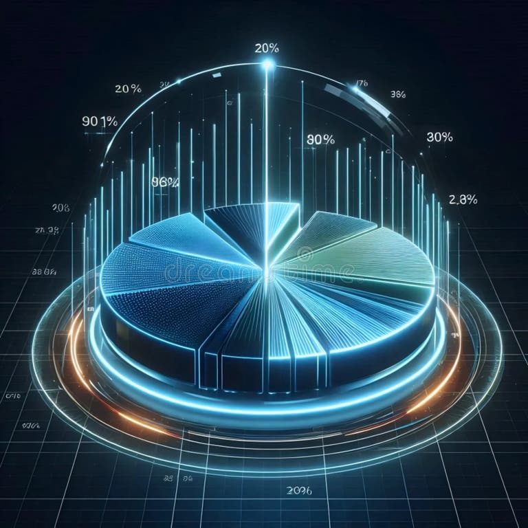 Futuristic Pie Chart, Ai Generated Image Stock Illustration ...
