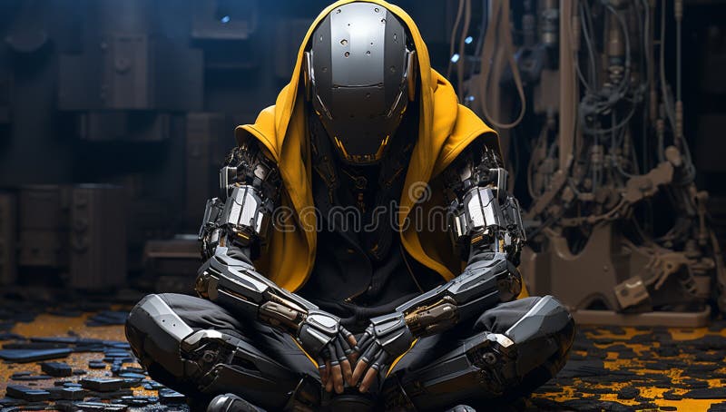 Futuristic Pilot, Artificial Intelligence Driven, Cyborg Human Design ...