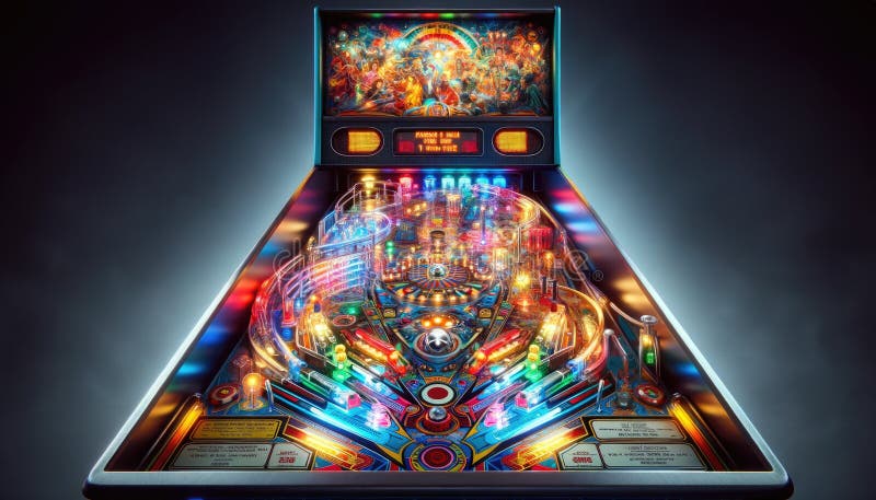 Futuristic Pinball Machine with Vibrant Neon Lights and Sci-Fi Artwork ...