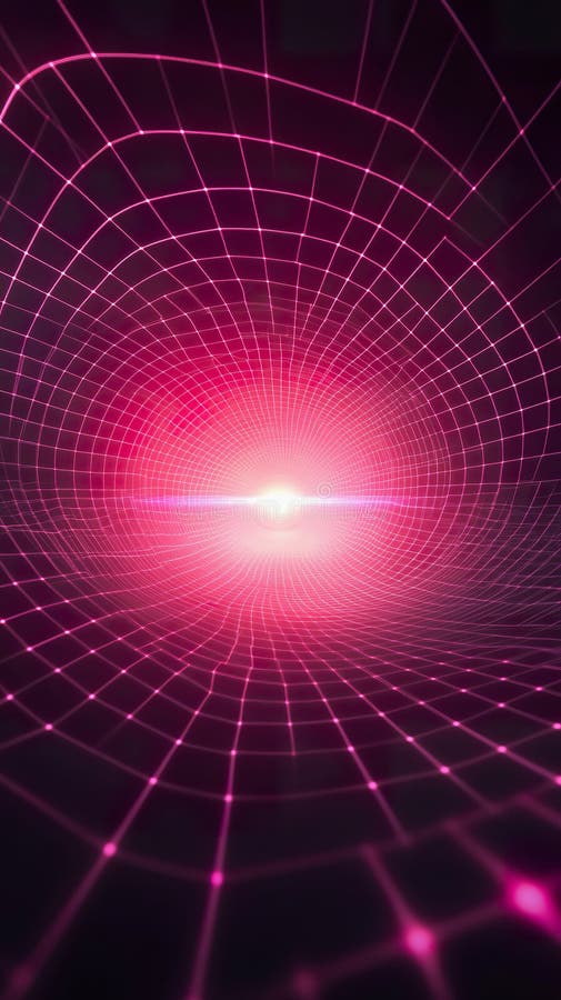Futuristic Pink Grid with Radiant Light Center Stock Photo - Image of ...