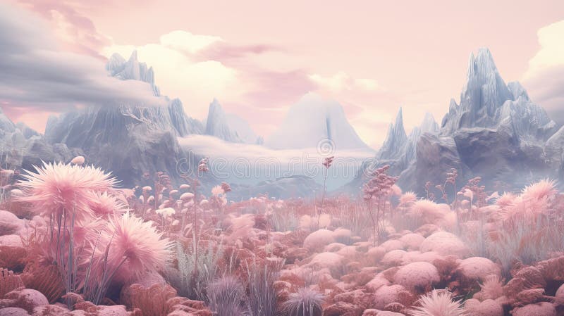 Pink landscape stock illustration. Illustration of scenery - 287960773