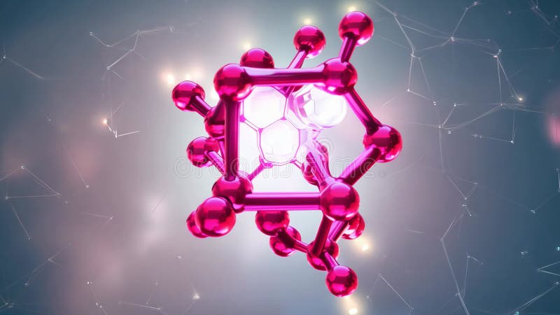 A Futuristic Pink Molecular Structure with Glowing Nodes, Representing ...