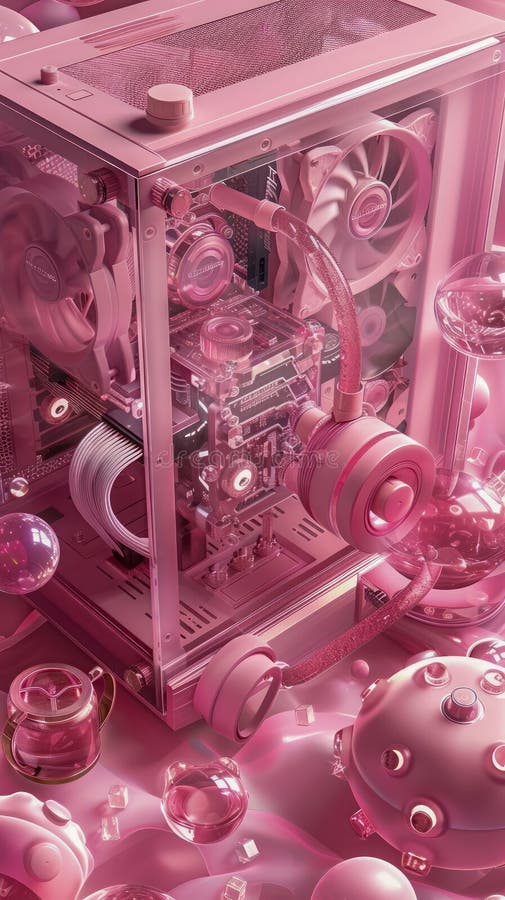 Futuristic Pink Themed Custom Gaming PC with Liquid Cooling Setup ...