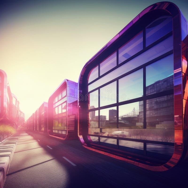 Futuristic Piped Houses with Windows Generative AI Stock Illustration ...