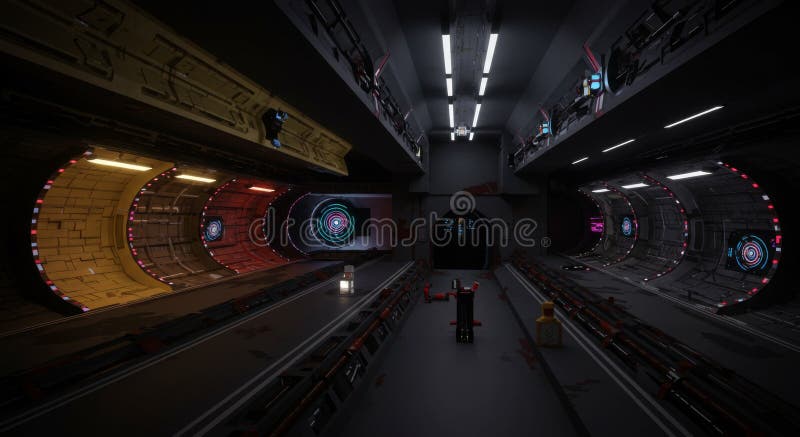 Futuristic Pixel Art Tunnel Corridor Stock Illustration - Illustration ...