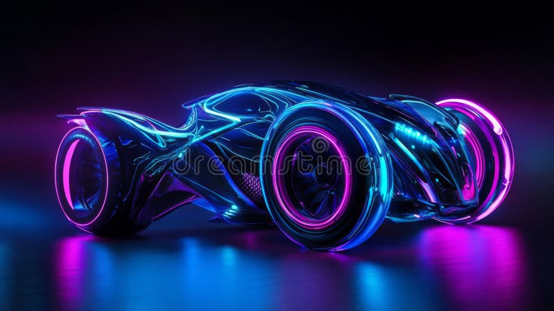 Futuristic Pixel Car Neon Lights Digital Art Stock Illustration ...