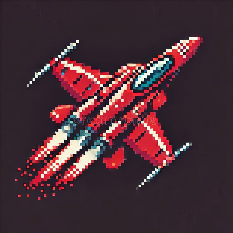 Futuristic Pixel Warplane stock illustration. Illustration of spaceship ...