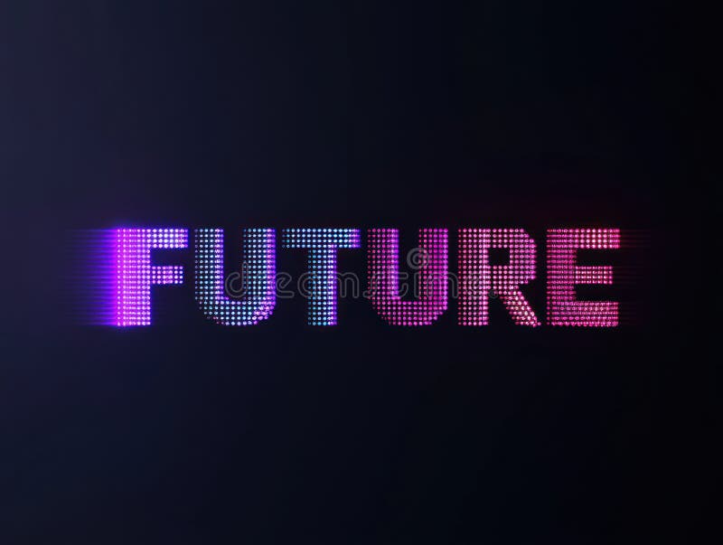 Futuristic Pixelated Typography Design with Glowing Neon Effect Stock ...