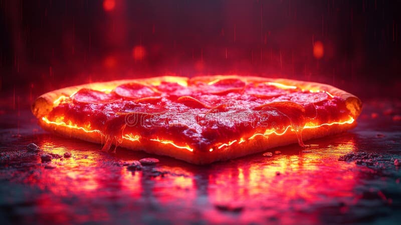 A Futuristic Pizza Design with Neon Edges and Glowing Pepperoni Evoking ...