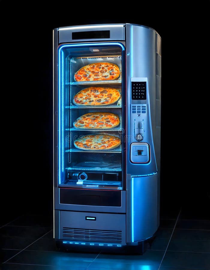 Futuristic Pizza Vending Machine Stock Illustration - Illustration of ...
