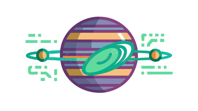 Futuristic Planet with Connected Orbiting System Icon, Vector Design ...