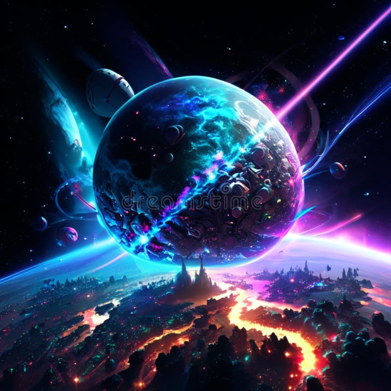 Futuristic Planet in Outer Space. 3d Rendering Illustration Stock ...