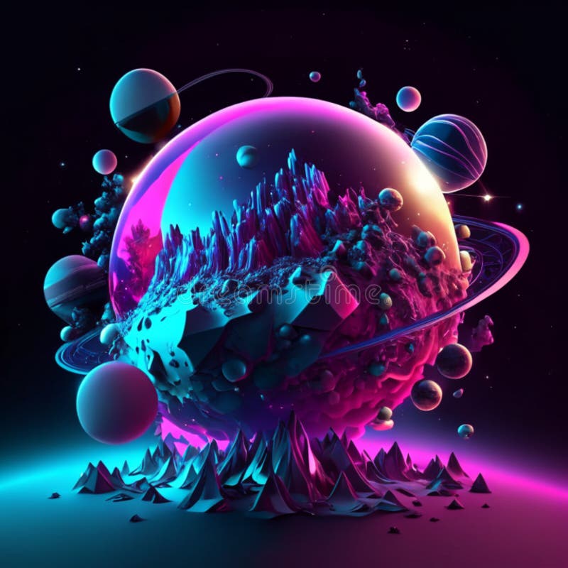Futuristic Planet in Outer Space. 3d Vector Illustration Stock ...