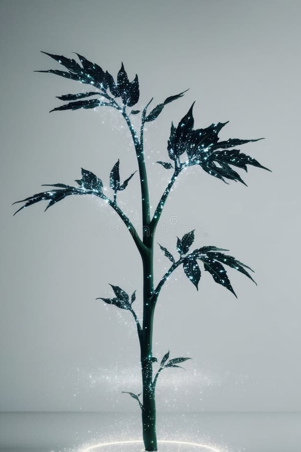 Futuristic Plant Growing with Digital Sparkles. Stock Photo - Image of ...