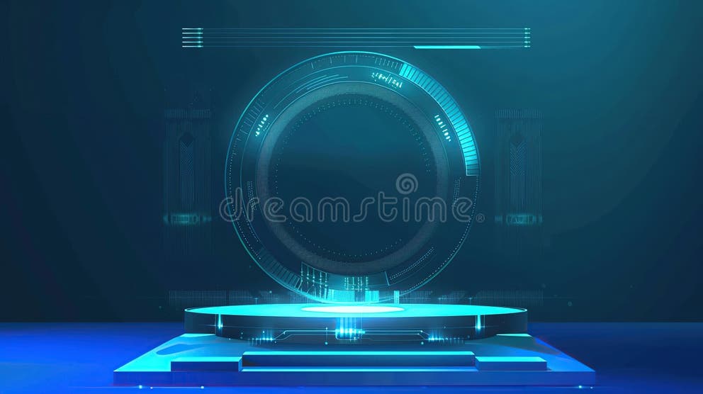 Futuristic Platform with Glowing Interface Stock Illustration ...