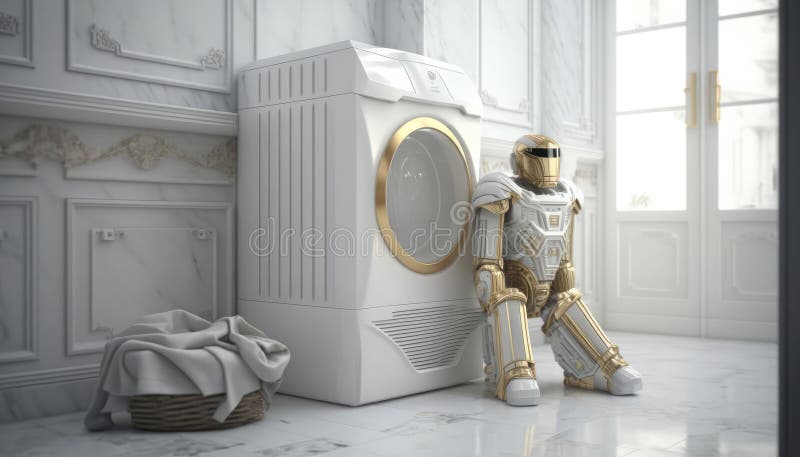 Futuristic Plot.the New Model of the Robot ,engaged in Household Chores ...