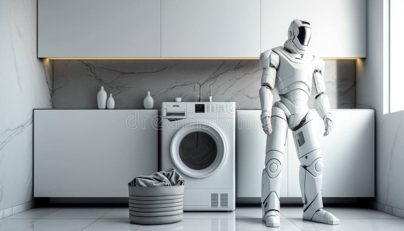 Futuristic Plot.the New Model of the Robot ,engaged in Household Chores ...