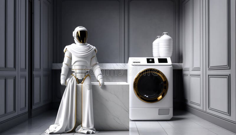Futuristic Plot.the New Model of the Robot ,engaged in Household Chores ...