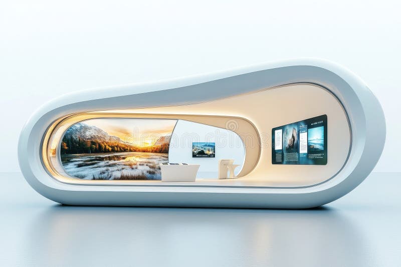 Futuristic Pod with Illuminated Interface Showcasing Interactive ...