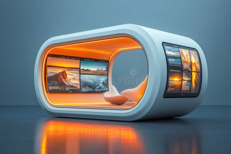 Futuristic Pod with Illuminated Interface Showcasing Interactive ...