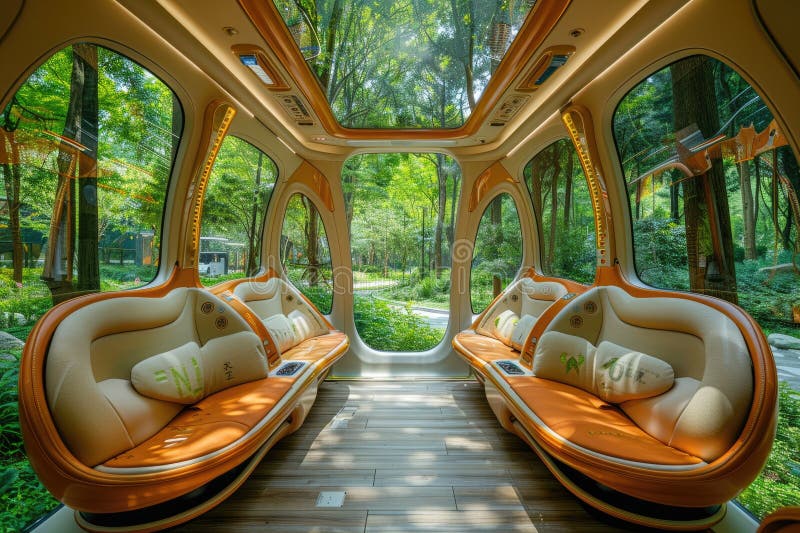 Luxury Eco-Friendly Capsule Transportation in Lush Forest Stock ...
