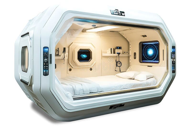 Futuristic Pod for Sleeping or Resting with a View of Space Stock ...