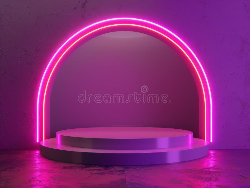 Futuristic Podium Backgrounds and Stage Platform with Vibrant Neon Glow ...