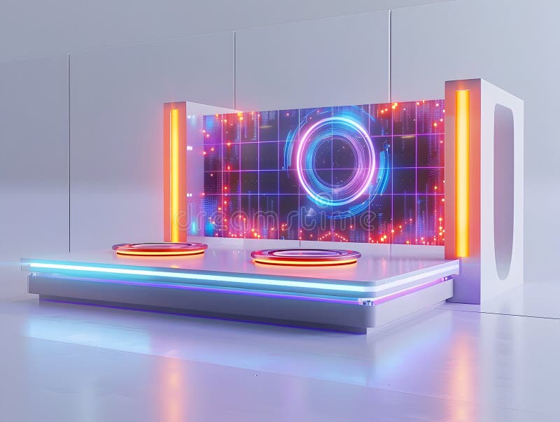 Futuristic Podium with 3D Lighting and Tech Stage for Game or Abstract ...