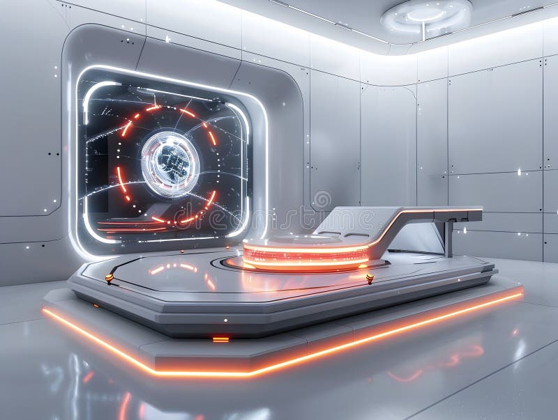 Futuristic Podium with Glowing 3D Lighting Effects for Game or Abstract ...