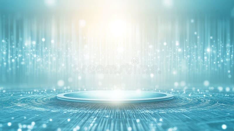 Futuristic Podium Illuminating Digital Data Stream Background Stock ...