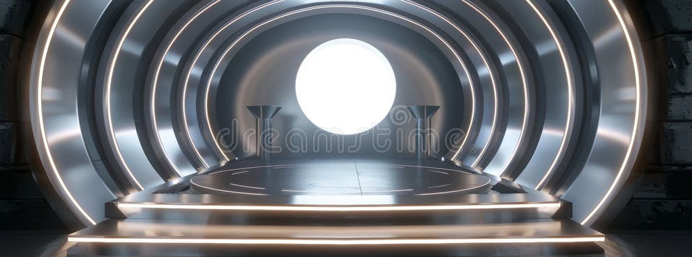 Futuristic Podium in Science Fiction Setting with Advanced Design and ...