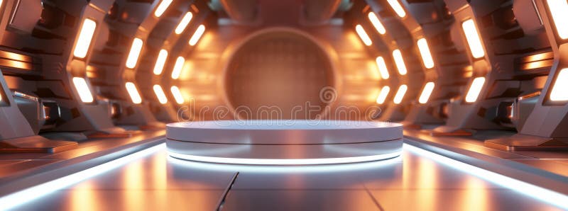 Futuristic Podium in Scifi Setting with Advanced Technology, Perfect ...