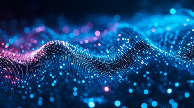 A Futuristic Point Wave Illustration Featuring a 3D Abstract Digital ...