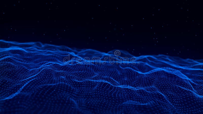 Futuristic Point Wave of Particles. Visualization of Sound Waves. Dark ...