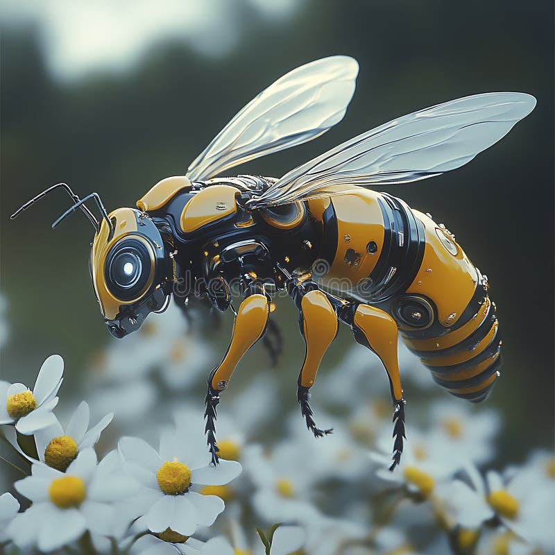 Futuristic Pollination by Robot Bees in Lush Greenhouses Stock Image ...