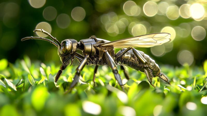 Futuristic Pollination Vision Robotic Bee Lush Greenery Stock Photos ...