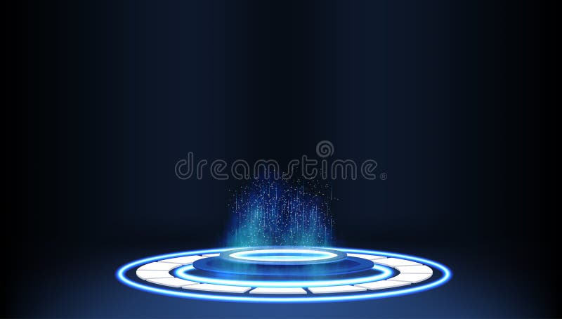 Futuristic Portal with Glowing Blue Lights and Sparkling Particles in a ...