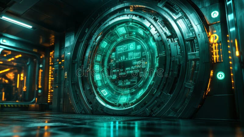 Futuristic Portal with Glowing Details in a High-tech Environment ...
