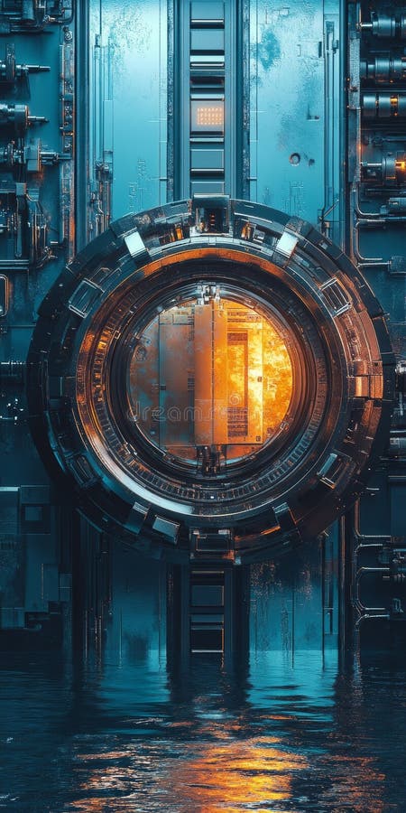 Futuristic Portal with Glowing Interior in a Sci-Fi Environment Stock ...