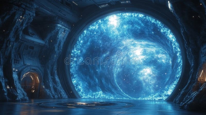 Futuristic Portal Glowing in a Sci-fi Setting with Rock Formations and ...