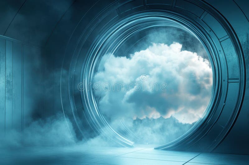 Futuristic Portal Leading To Cloudy Sky - Sci-Fi Conceptual Background ...