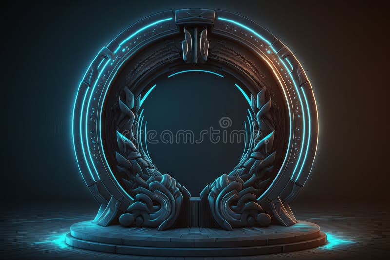 Futuristic Portal with Neon Lights. Generative AI Stock Illustration ...