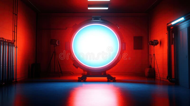 Futuristic Portal in Red Room Stock Photo - Image of bright, modern ...