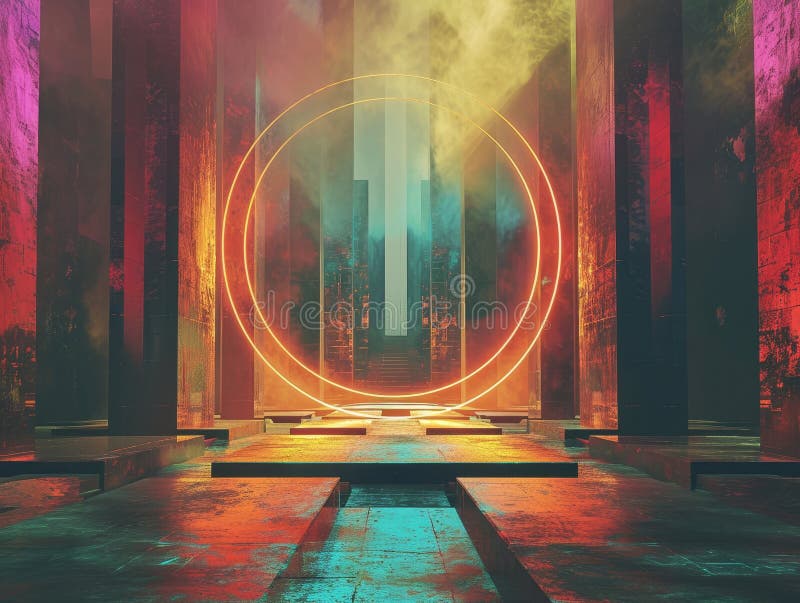 Futuristic Portal in a Sci-Fi Environment Stock Illustration ...