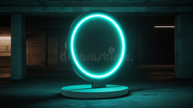 A Futuristic Portal Set Amidst a Dark Room with a Digital and Tech ...