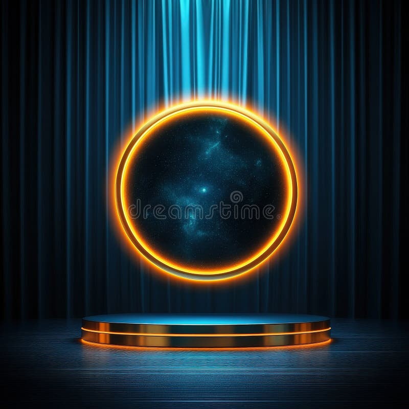 Futuristic Portal Stage with Cosmic Ring Stock Illustration ...