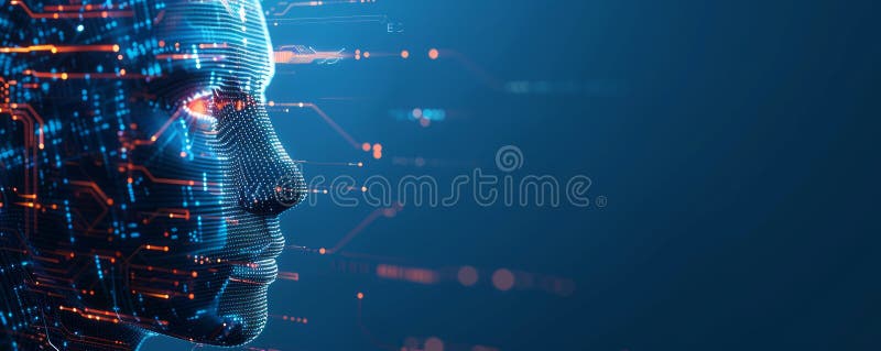 Futuristic Portrait of Artificial Intelligence Integration Digital ...