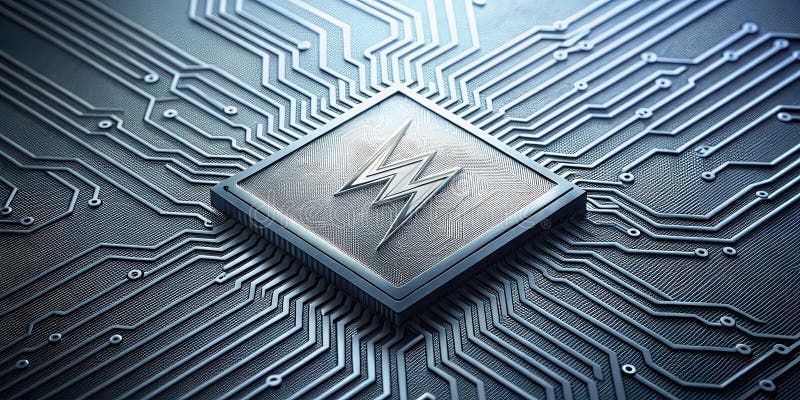Futuristic Power Chip Advanced Technology and Electrical Energy Symbol ...