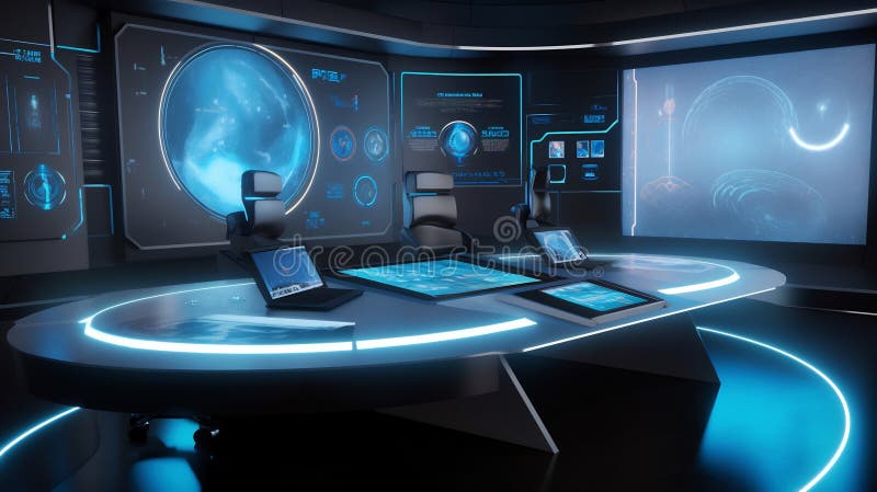 Futuristic Presentation Virtual Meeting Room Stock Illustration ...