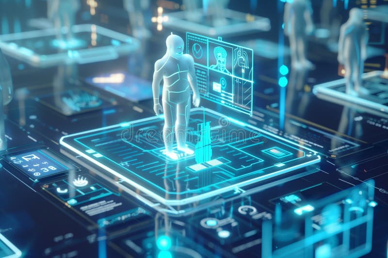 Futuristic Printing Digital Hologram 3D Rendering Human the Future of ...